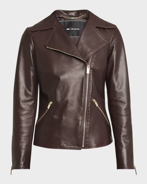 Ralph Lauren Collection Dwight Washed Leather Moto Jacket | Neiman Marcus