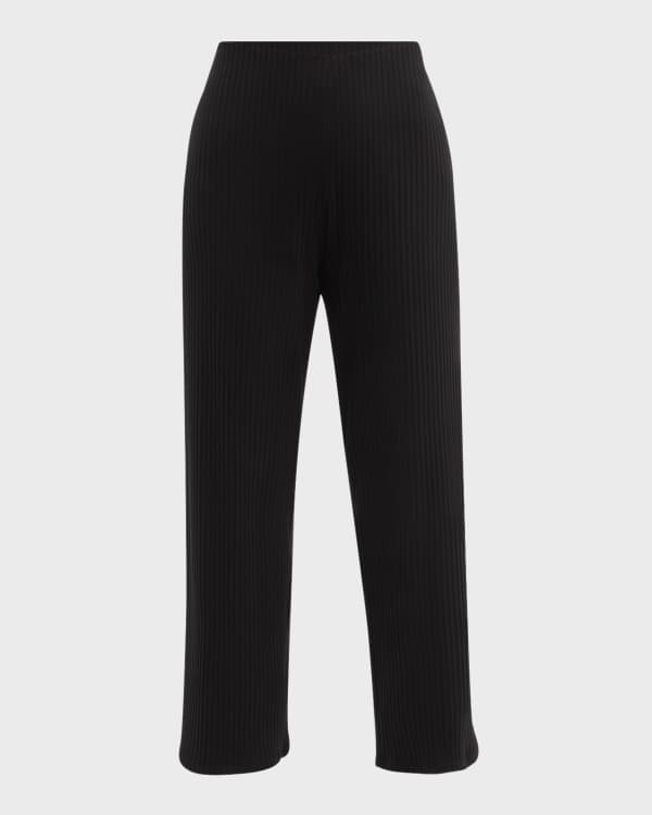 Eileen Fisher Cropped Wide-Leg Ribbed Knit Pants | Neiman Marcus