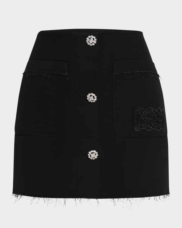 Chloe Speckled Button-Front A-Line Mini Skirt | Neiman Marcus