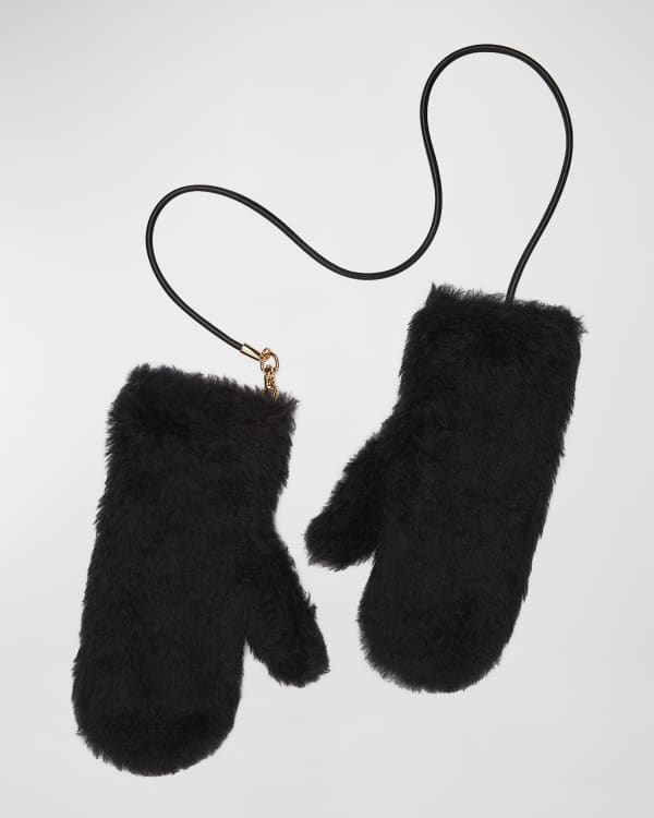 Max Mara Ombrato Teddy Mittens | Neiman Marcus