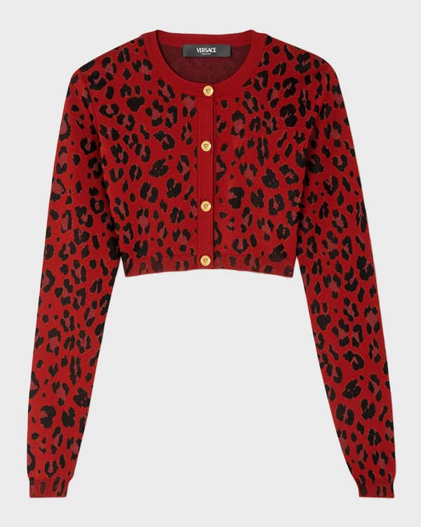 Loewe Bicolor Wool Knit Crop Cardigan | Neiman Marcus