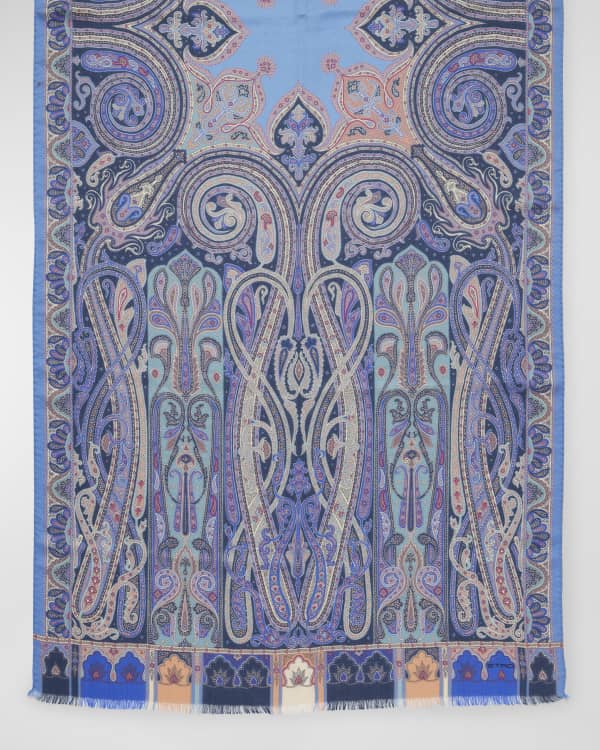 Etro Delhy Mixed-Patterned Cashmere-Silk Scarf | Neiman Marcus