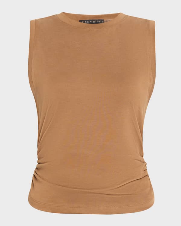 Alice + Olivia Micah Embellished Cropped Muscle Tank | Neiman Marcus