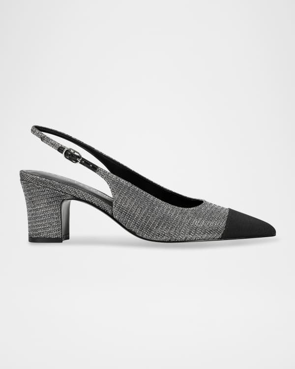 Marc Fisher LTD Leather Cap-Toe Slingback Pumps | Neiman Marcus