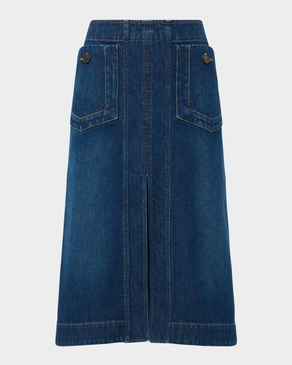 Rag & Bone Clara Denim Midi Skirt | Neiman Marcus