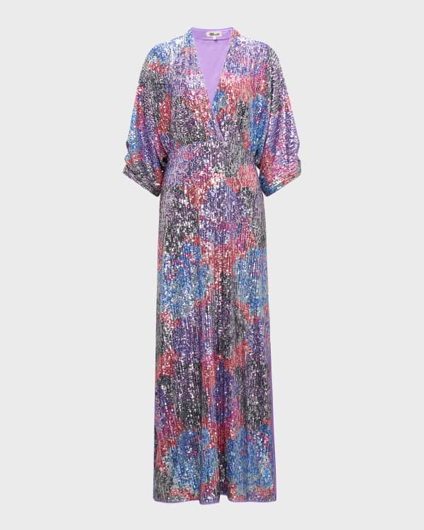Alexis Becker Blouson-Sleeve Belted Maxi Dress | Neiman Marcus