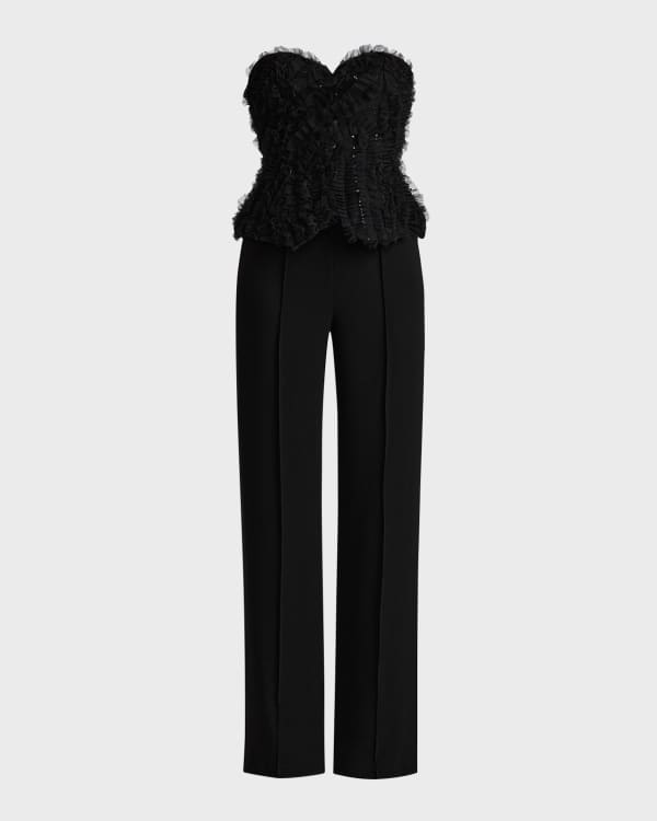 STAUD Benjamin Strapless Wide-Leg Jumpsuit | Neiman Marcus