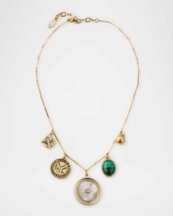 Lizzie Fortunato Helios 24K Gold Plated Pearl Amazonite Charm Necklace ...