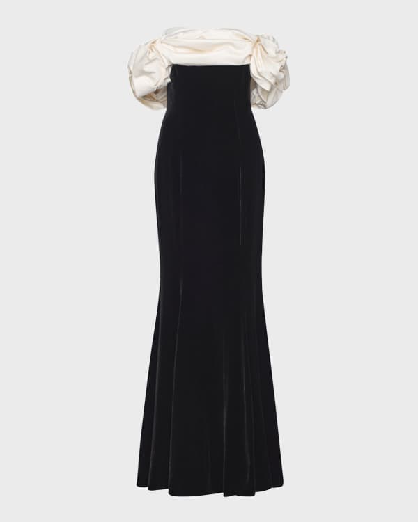 Lela Rose Off-Shoulder Gown with Beaded Embellishments | Neiman Marcus