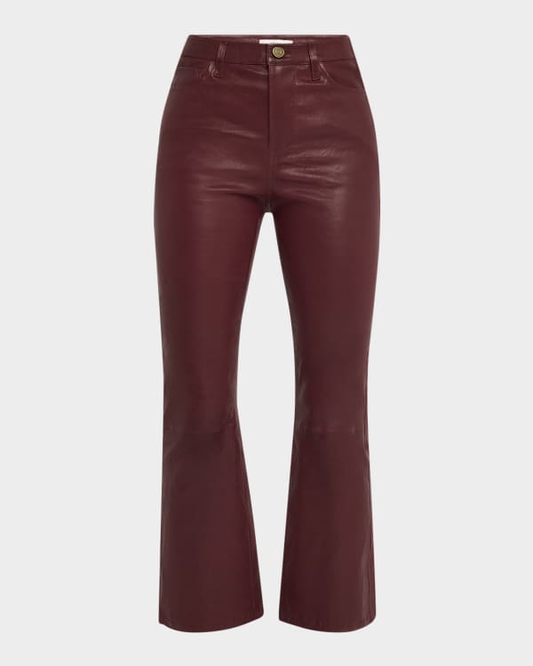 FRAME Le Crop Mini Boot Leather Pants | Neiman Marcus