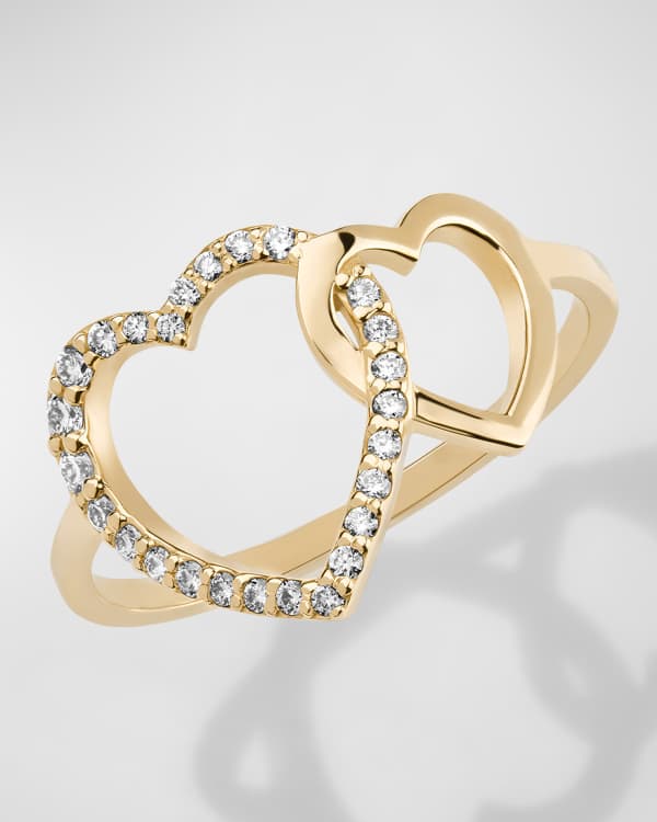 LANA 14k Gold Flawless Diamond Heart Charm Ring | Neiman Marcus