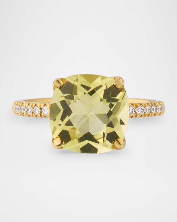 Lisa Nik Rocks 18K Rose Gold Cushion Cut Green Quartz and Diamond Halo ...
