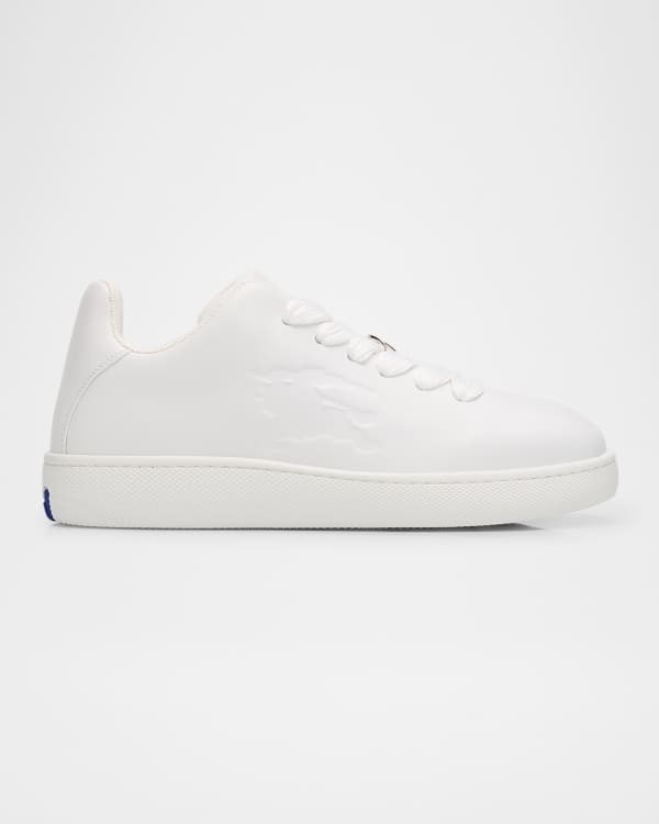 Burberry Men's Reeth Leather House Check Low-Top Sneakers, White ...