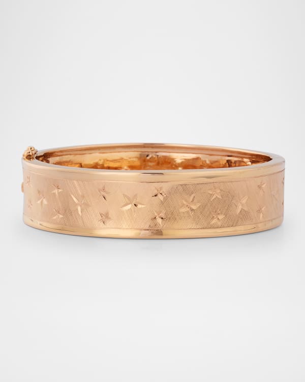 NM Estate Estate 18K Yellow Gold Geometric Hinged Cuff Bangle Bracelet ...
