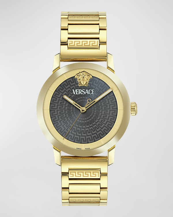 Versace Men's V-Code Medusa Head Leather Strap Watch, 43mm | Neiman Marcus