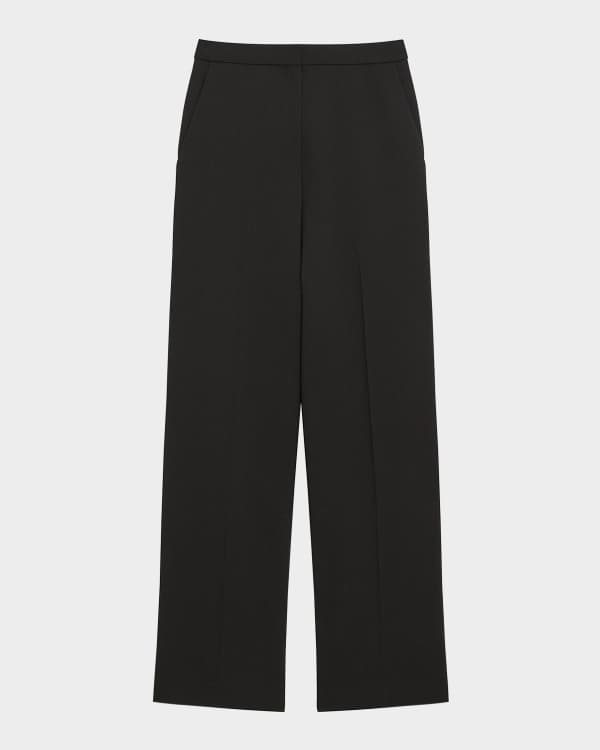 Theory Double Pleat Stretch Wool Pants | Neiman Marcus