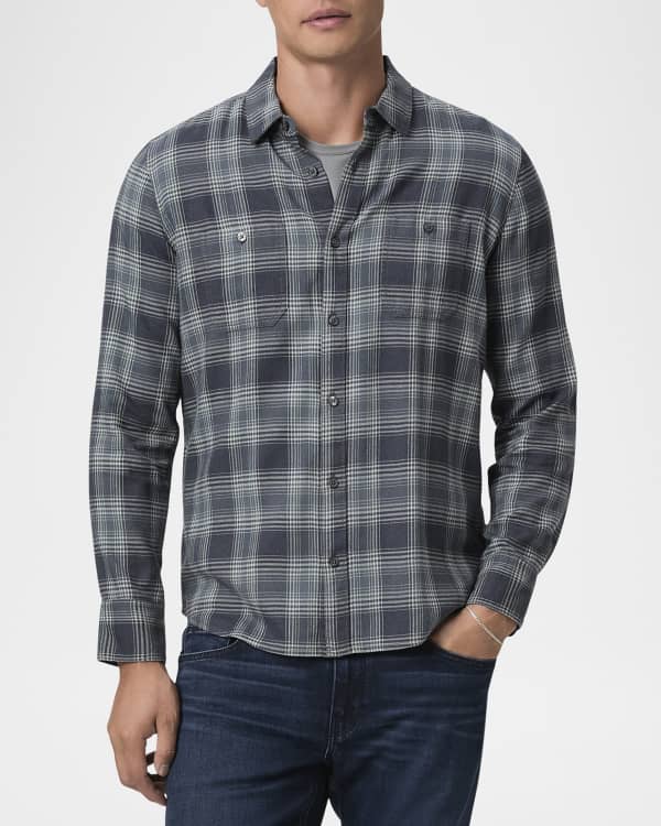 PURPLE Men's Plaid Flannel Button-Down Shirt | Neiman Marcus
