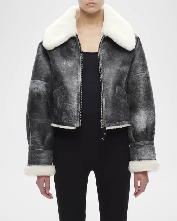 Moose Knuckles Golden Prairie Shearling Moto Jacket | Neiman Marcus