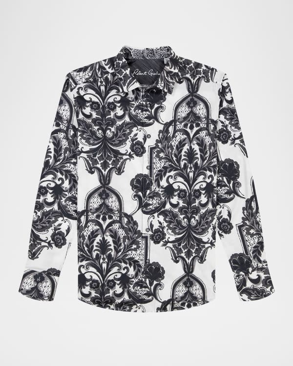 Versace Men's Baroque-Print Silk Shirt | Neiman Marcus
