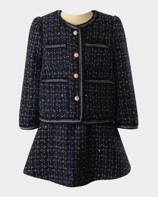 Zoe Girl's Megan Tweed Jacket W/ Pearl Trim, Size 7-16 | Neiman Marcus