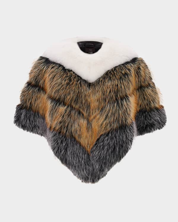 La Fiorentina Button-Up Wool & Faux Fur Cape | Neiman Marcus