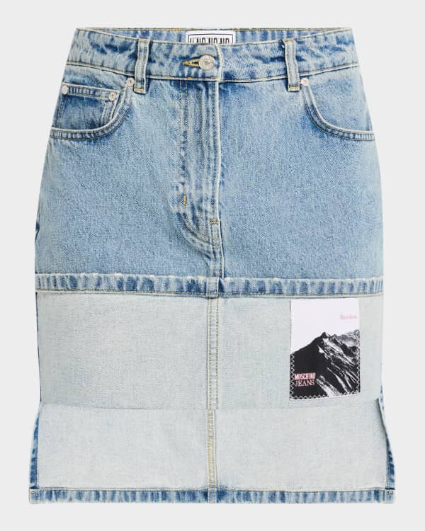 SER.O.YA Gimlet Mid-Rise Pleated Denim Mini Skirt | Neiman Marcus