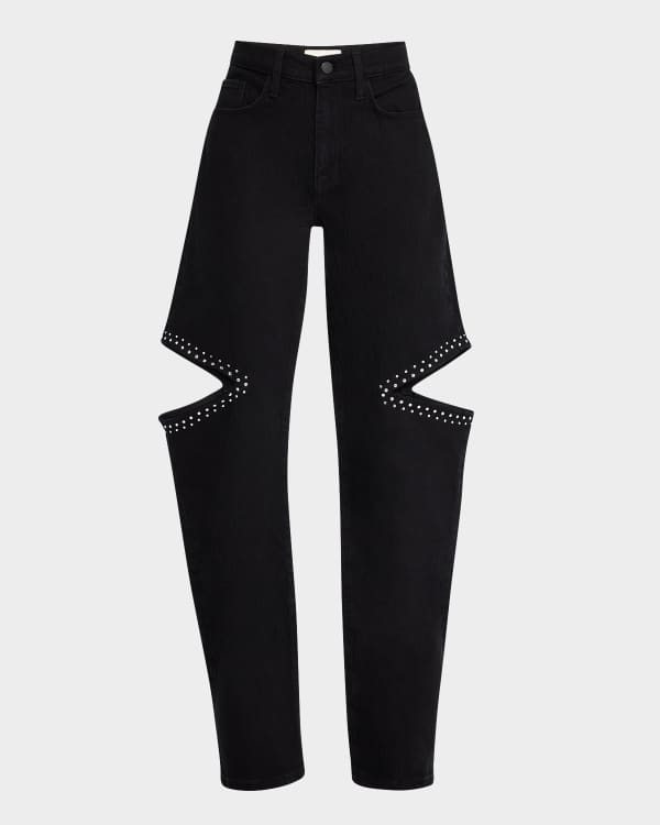 Kobi Halperin Kendall Mid-Rise Diamante Straight-Leg Denim Jeans | Neiman Marcus