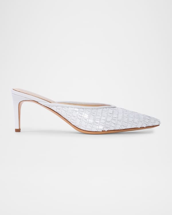 Andrea Wazen Kaya Tulle Pearly Mule Pumps | Neiman Marcus