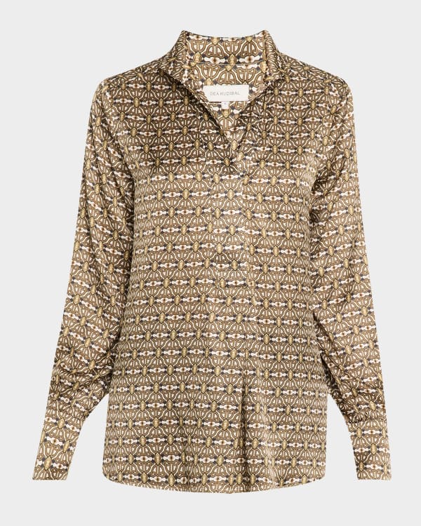 Dea Kudibal Kami High-Collar Silk Twill Blouse | Neiman Marcus