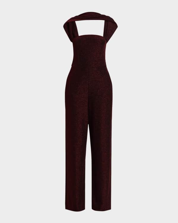 HELSI Bow-Embellished Cutout Halter Jumpsuit | Neiman Marcus