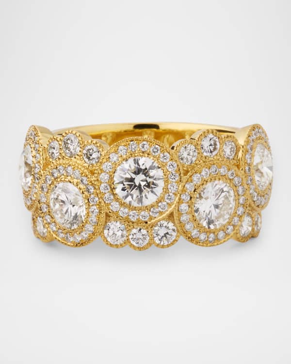 Rahaminov Diamonds 18K Yellow Gold Emerald-Cut Diamond Decagon Ring ...