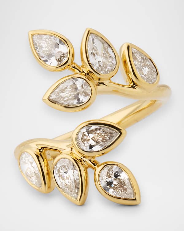 Rahaminov Diamonds 18K Yellow Gold Emerald-Cut Diamond Decagon Ring ...