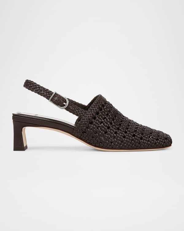 Vince Mesh Leather Kitten Slingback Pumps | Neiman Marcus
