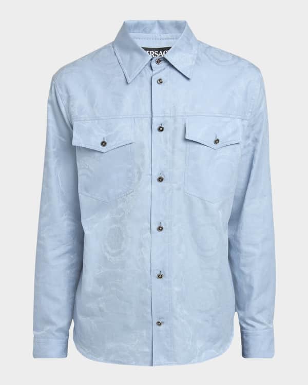 Versace Men's Medusa Harness-Print Silk Sport Shirt | Neiman Marcus