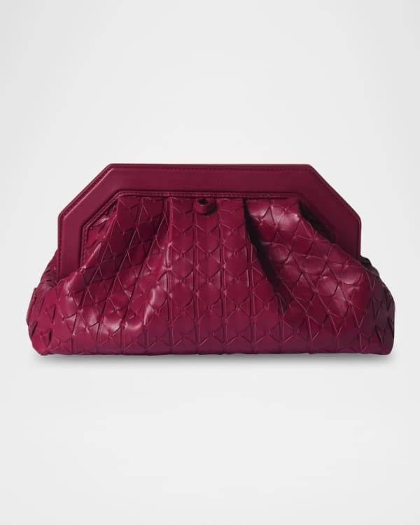 STAUD Fish Lizard-Embossed Leather Clutch Bag | Neiman Marcus