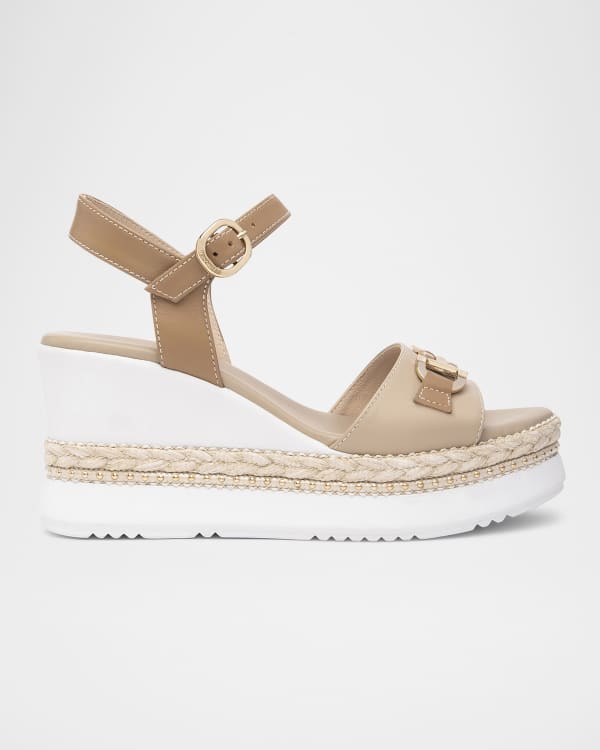 Schutz Lucy Casual Nappa Leather Wedge Sandals | Neiman Marcus