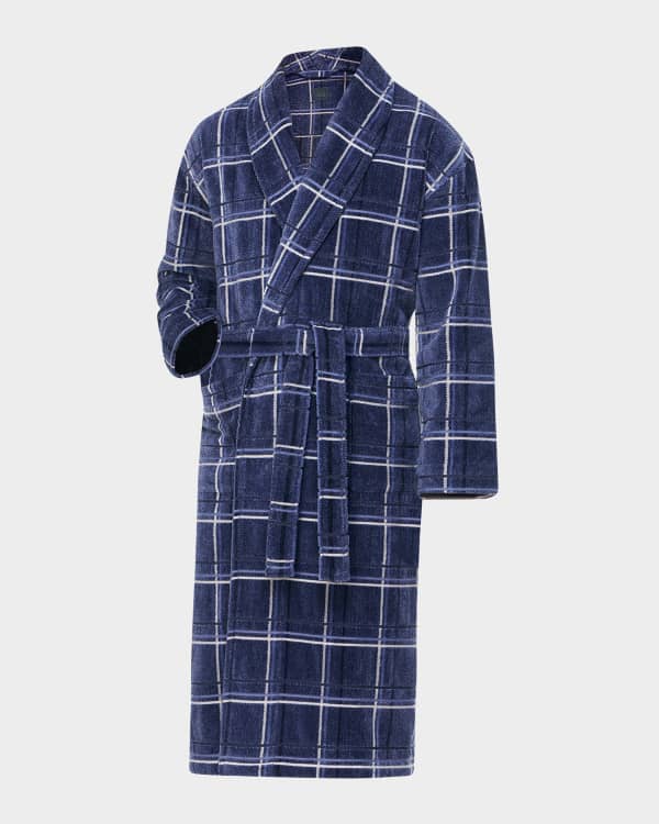 Majestic International Men's Herringbone Stripe Silk Shawl Robe ...