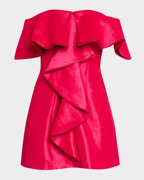 Bronx and Banco Bedouin Deep V-Neck Ruffle Tiered Mini Dress | Neiman ...