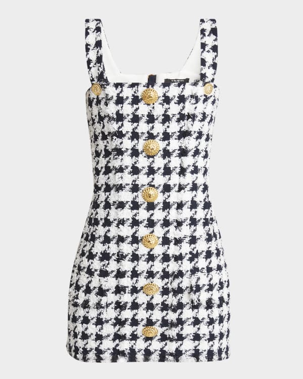 Burberry Houndstooth Button Sleeveless Dress | Neiman Marcus