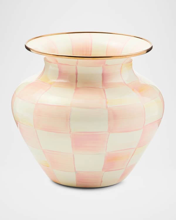 MacKenzie-Childs 10" Sterling Check Enamel Vase | Neiman Marcus
