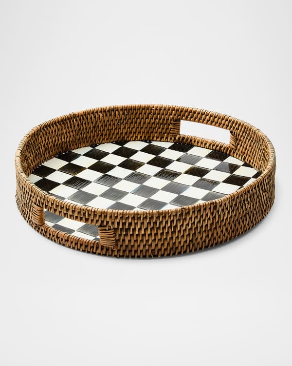 MacKenzie-Childs Courtly Check Round Enamel Tray | Neiman Marcus