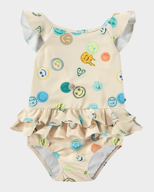 Molo Girl's Nalani Ruffle One-Piece Swimsuit, Size 3M-3 | Neiman Marcus