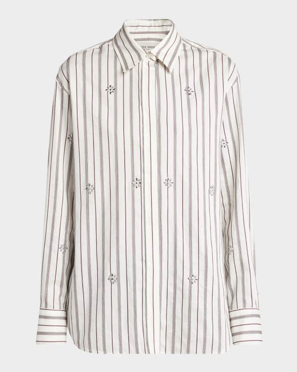 LK Bennett Blythe Striped Button-Down Blouse | Neiman Marcus