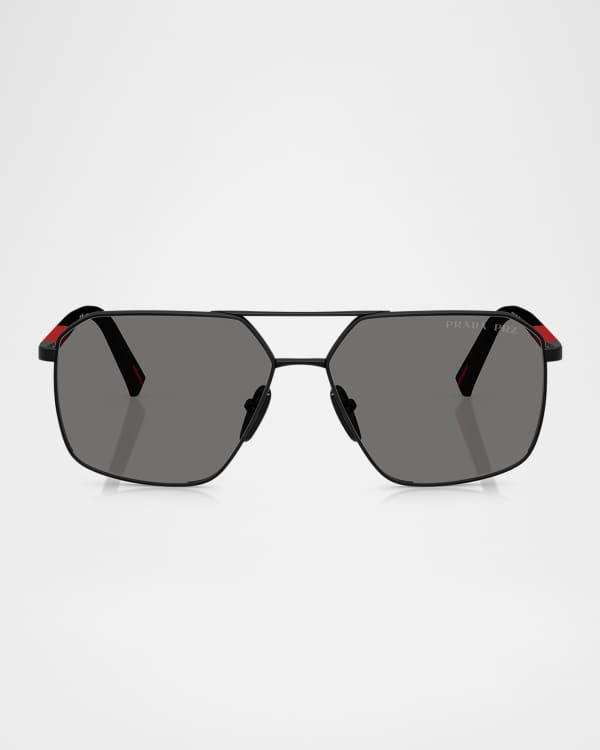 Prada Men's Square Metal Aviator Sunglasses - Gradient Lenses | Neiman Marcus