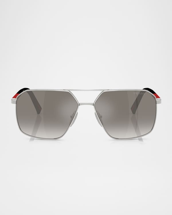 Prada Men's Saddle-Bridge Rectangle Sunglasses | Neiman Marcus