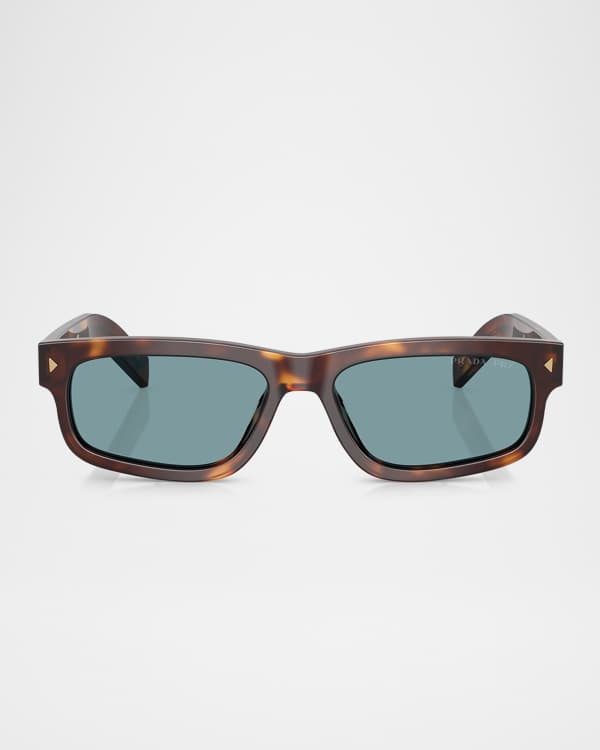 Prada Men's Metal Double Bridge Pilot Sunglasses | Neiman Marcus