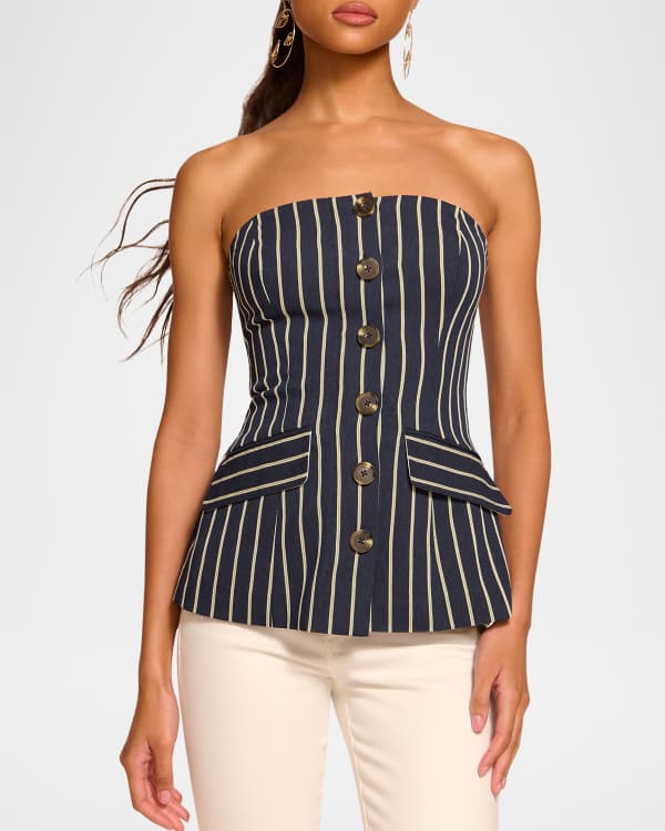 SER.O.YA Emi Sleeveless Button-Front Open-Back Top | Neiman Marcus