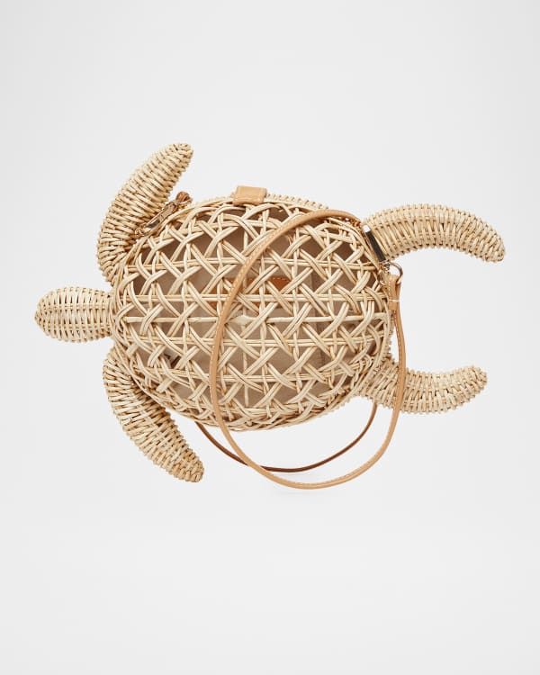 POOLSIDE Shell Rattan Clutch Bag | Neiman Marcus