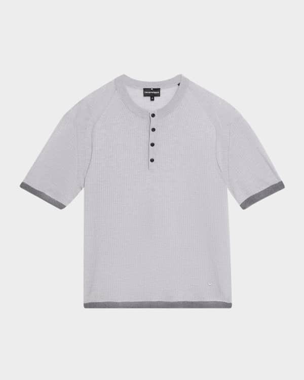 Emporio Armani Men's Textured Quarter-Zip Polo Sweater Emporio Armani Men's Textured Quarter-Zip Polo Sweater