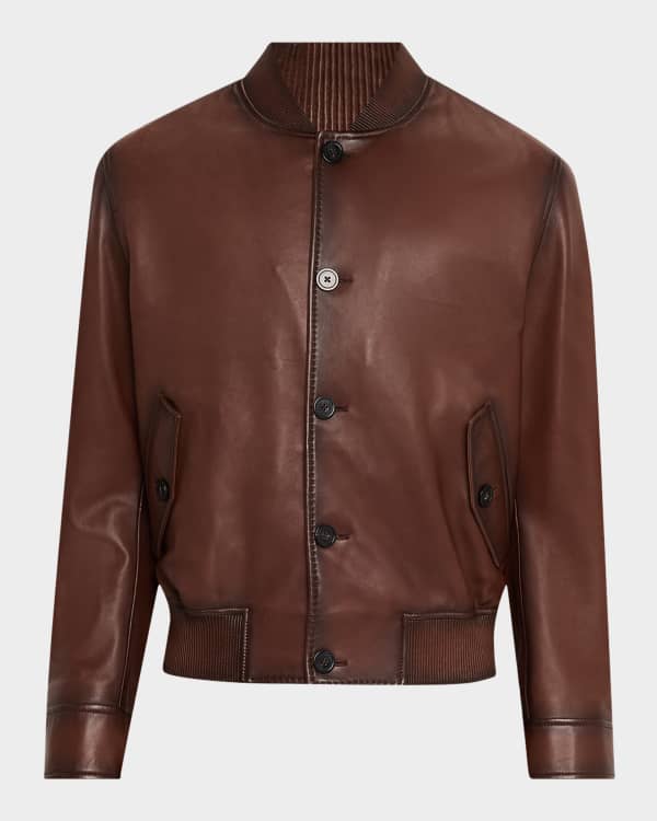 Neiman Marcus Men's Classic Leather Bomber Jacket | Neiman Marcus